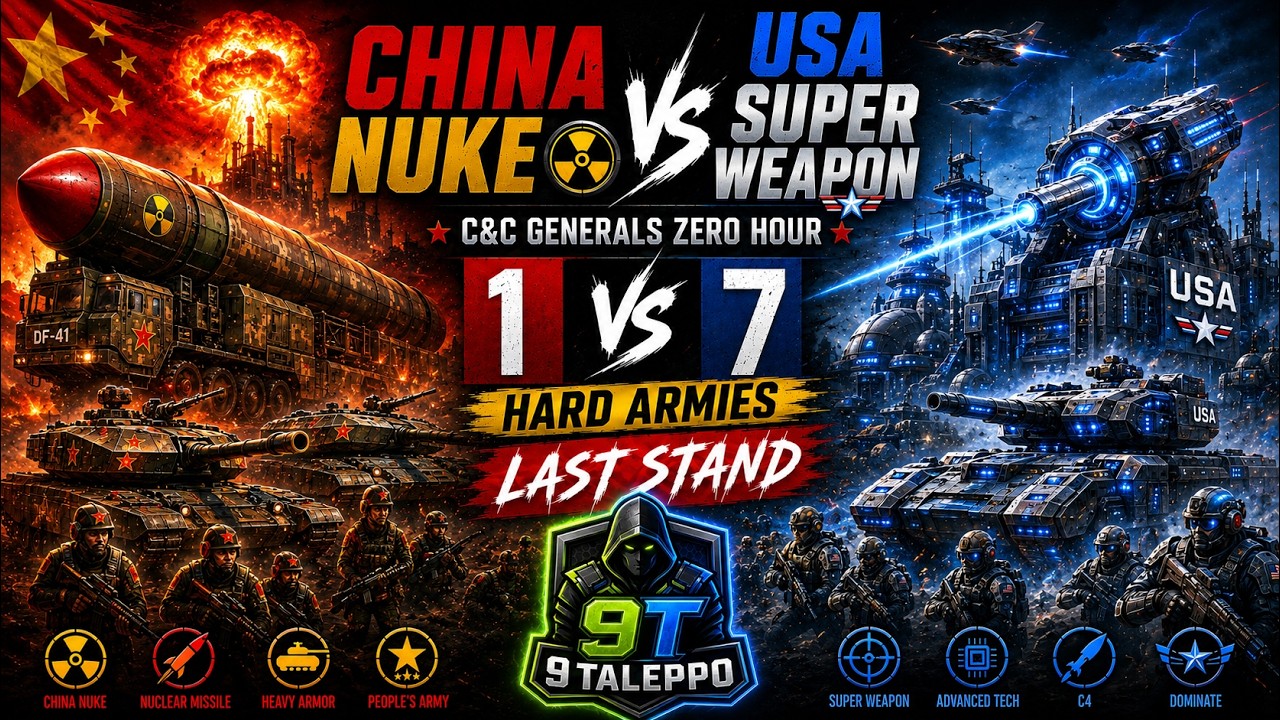 China Nuke vs USA Super Weapon C&C Generals Zero Hour 1 vs 7 Hard ...