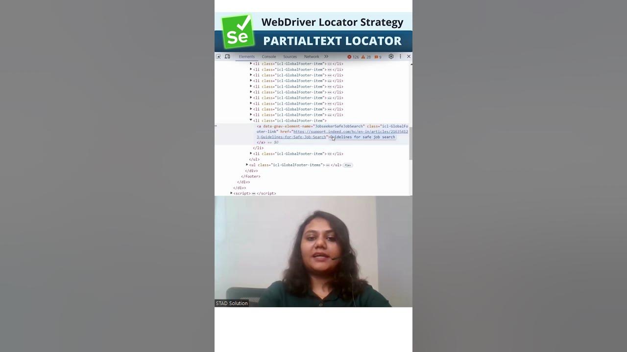 Partial Text Locator | Locator Strategy | Selenium WebDriver | STAD Solution - YouTube