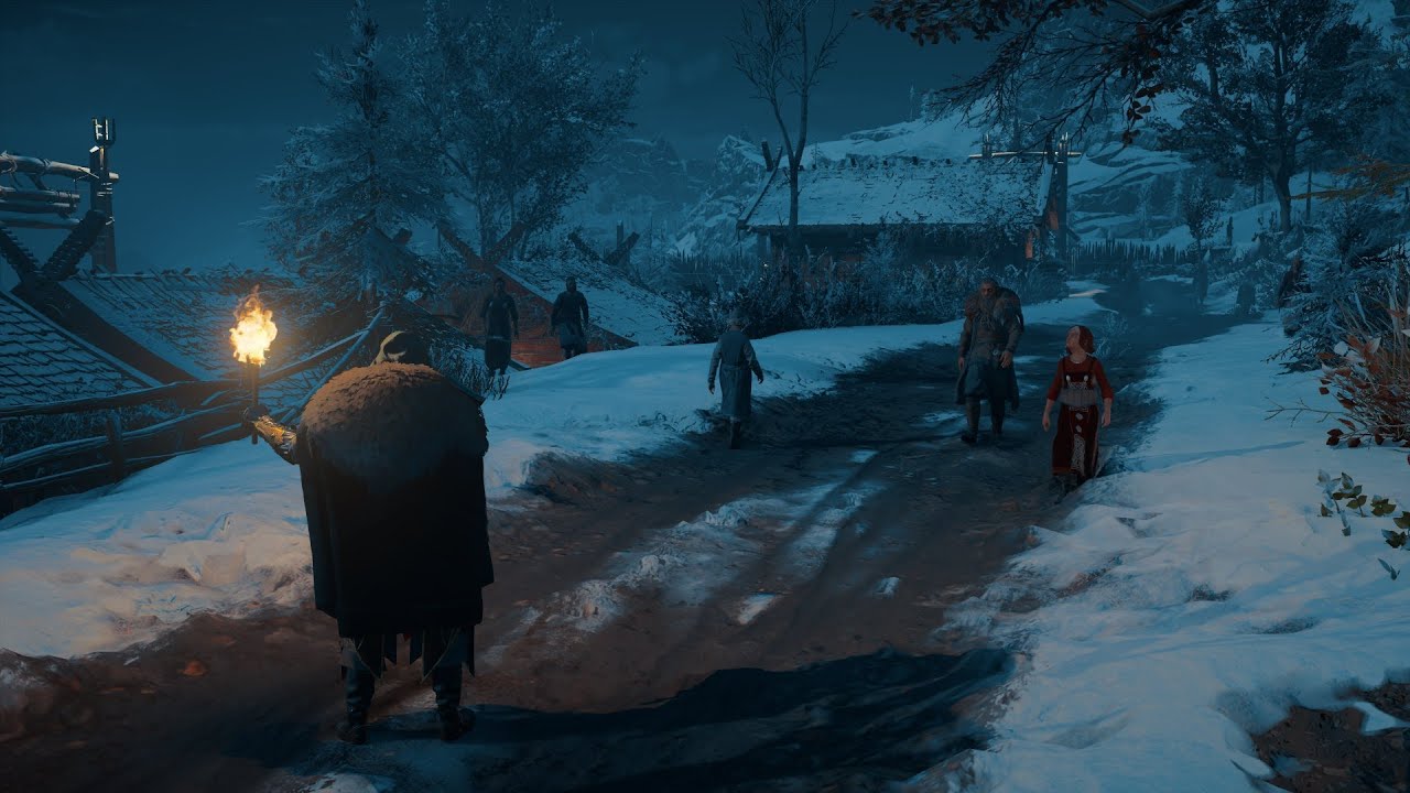 Relaxing Night Walk in the Snowy Ambience of Norway | Assassin's Creed ...