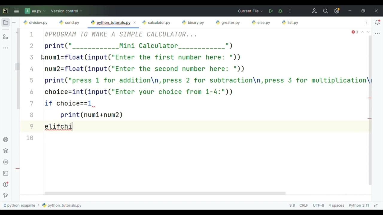 Make a simple calculator in python 🔥💯 - YouTube