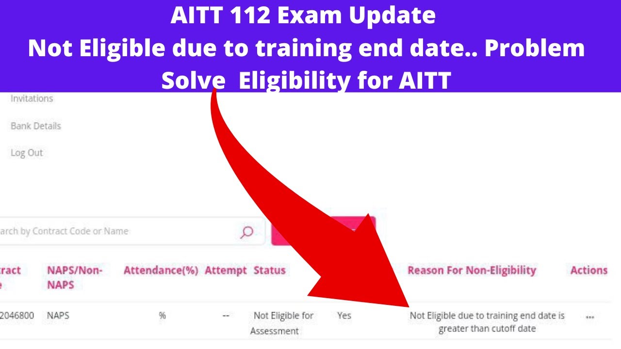 AITT 112 Exam Update || Not Eligible due to training end date.. Problem ...