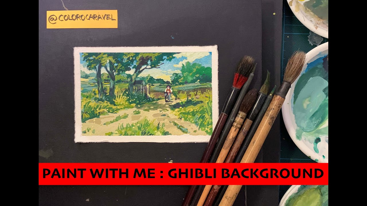PAINT WITH ME | Relaxing Painting Tutorial. Studio Ghibli Background ...