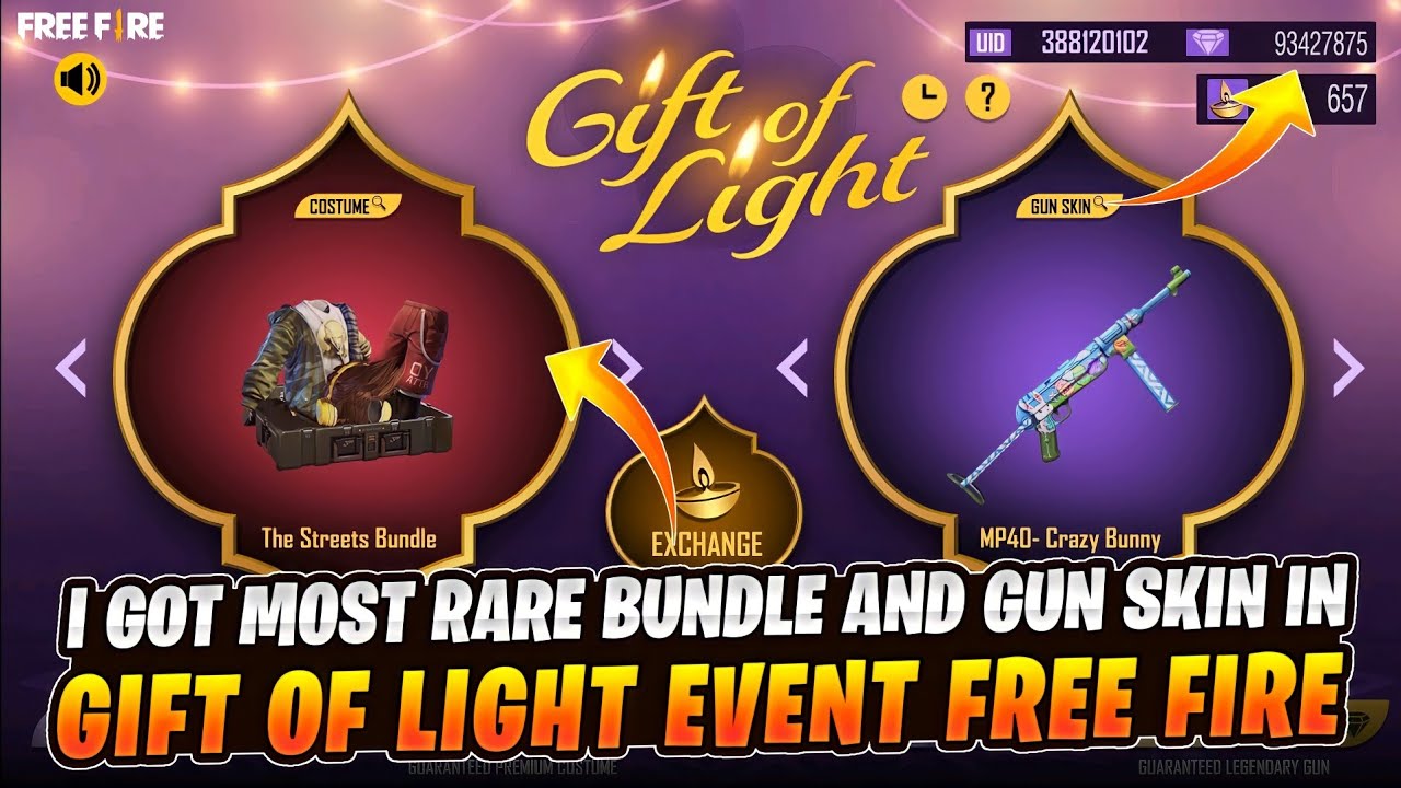 I Got Most Rare Bundle in Gift Of Light Event Free Fire 😯 Spending 6000 ...