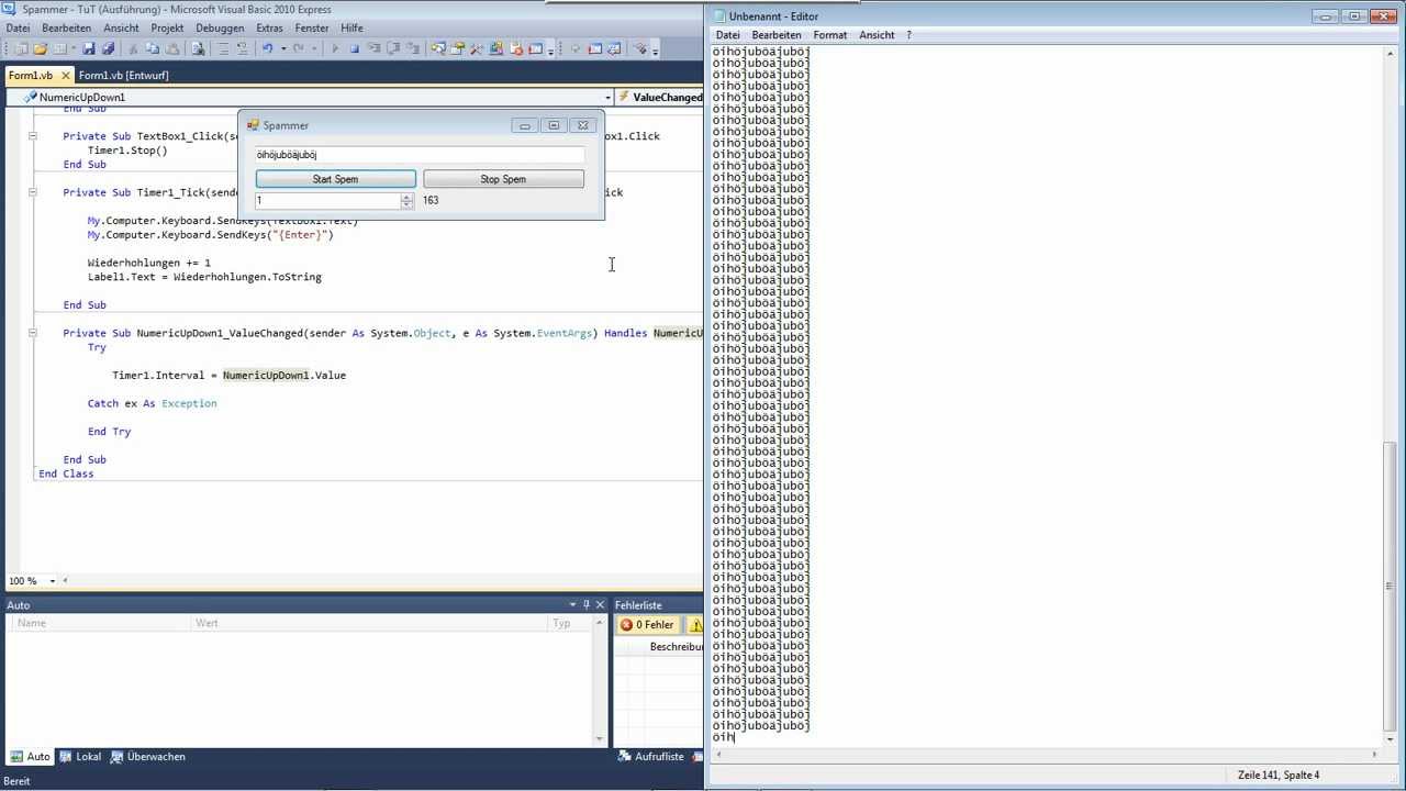 Visual Basic 2010 - erweiterter Spammer - Tutorial - Deutsch #003 - YouTube