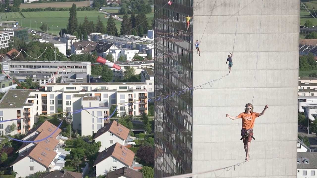 Group Of Runners Compete In Highline Marathon - YouTube