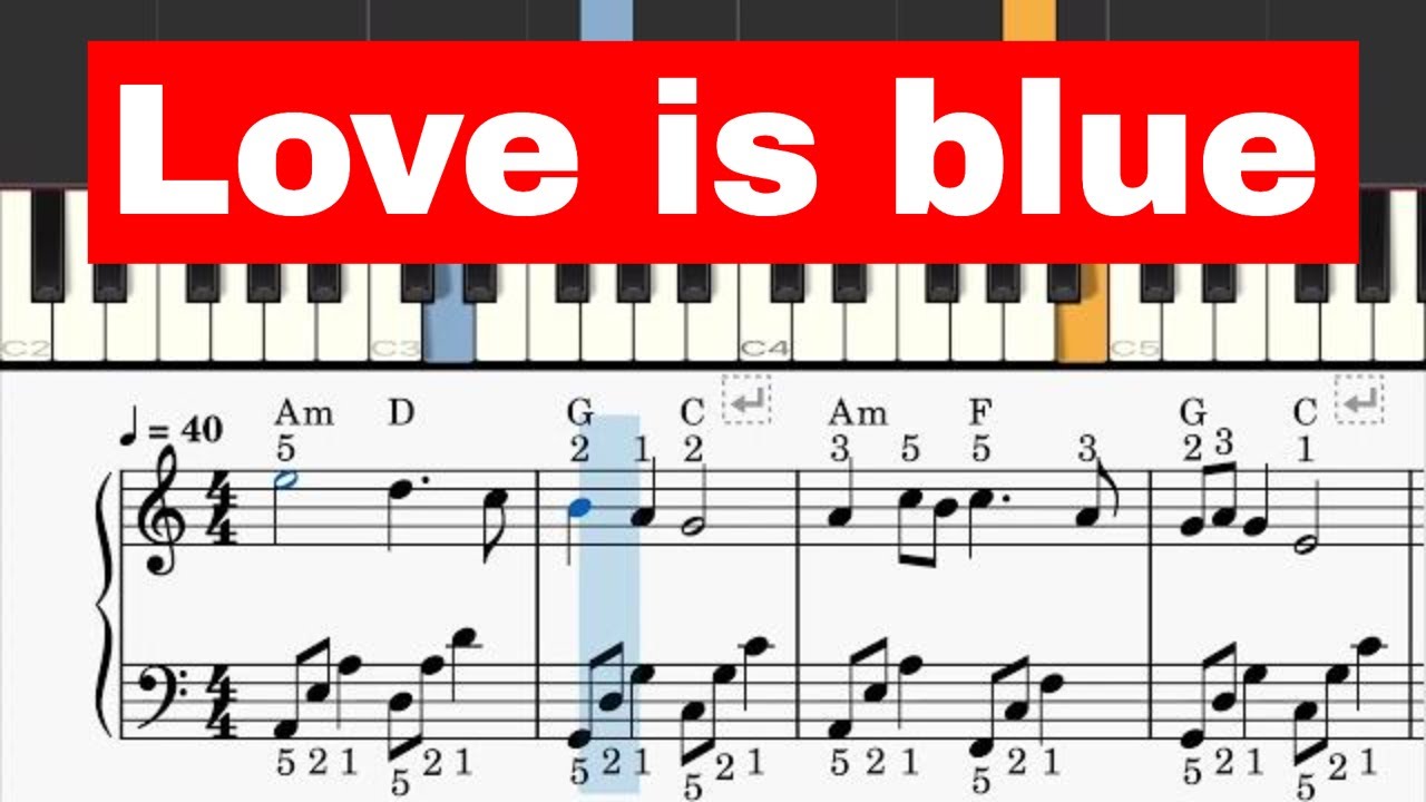 Love Is Blue - Solo Piano - Easy Piano Tutorial - YouTube