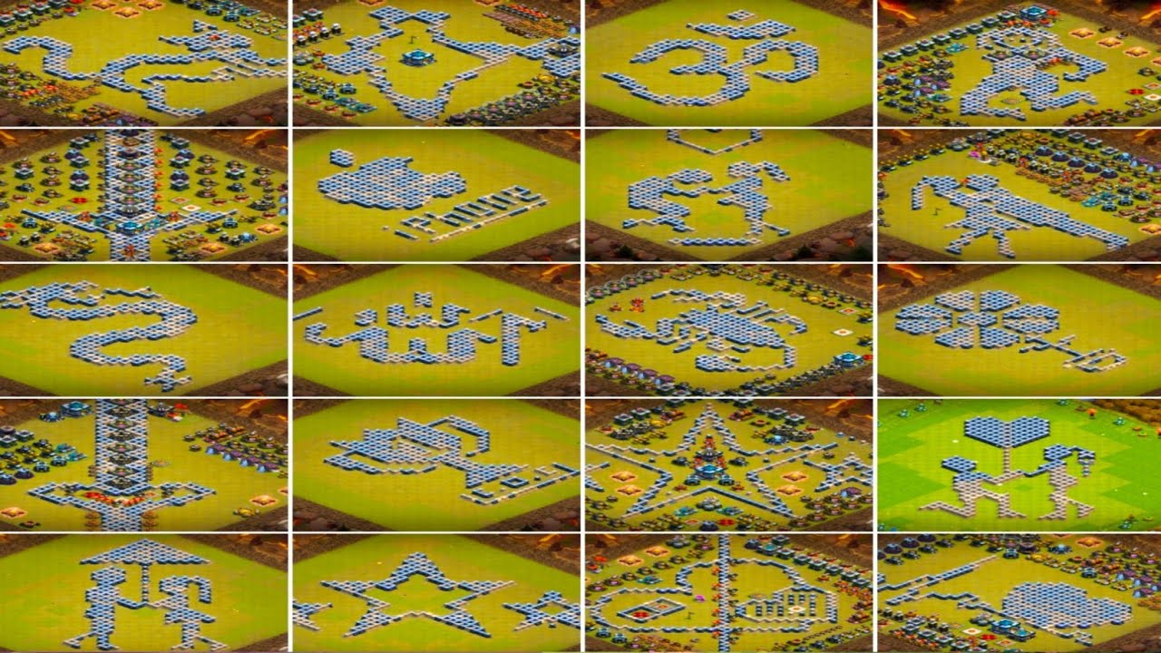 TOP 20 FUNNY BASE/TROLL COC BASE DESIGN COMPILITATION FOR TH13 WITHL ...