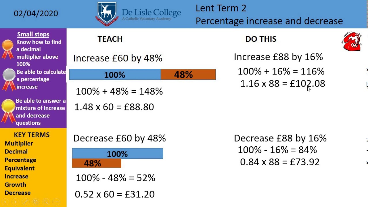 Topic 6 - Percentage Increase and Decrease - YouTube