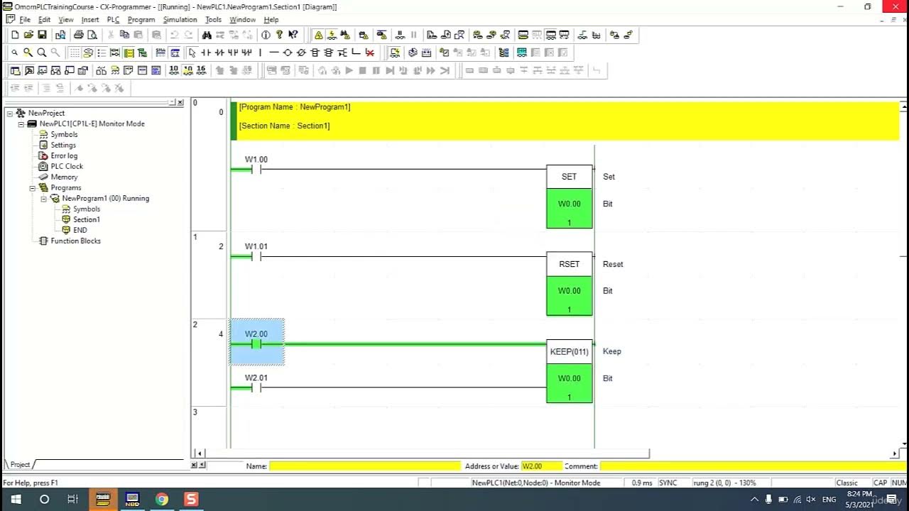 Omron PLC Training Course - Omron Basic Instruction - SET, RSET & KEEP ...