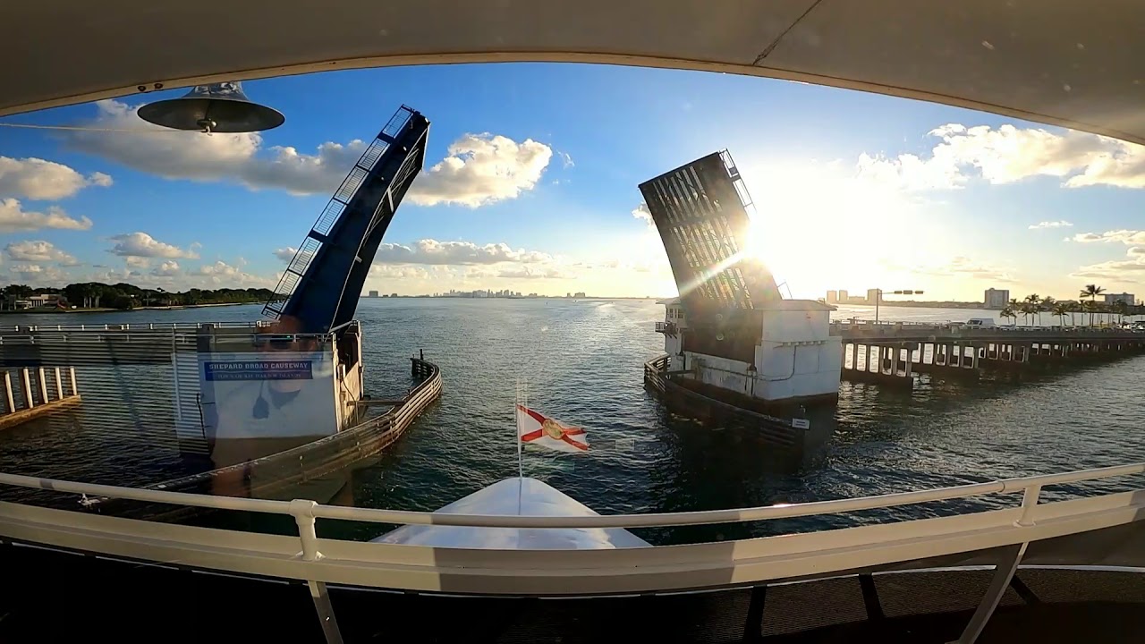 Southbound on the Intracoastal Waterway passing thru Broad causeway ...