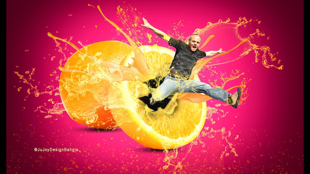 Orange Splash in side Man jump in Adobe Photoshop CC by Ju Joy Design ...