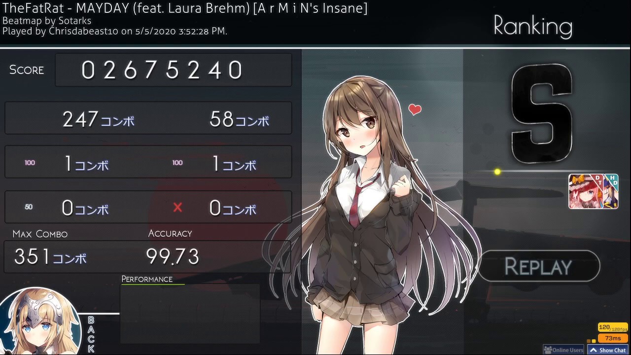 Osu! MAYDAY (A r M i N's Insane) 6.3* HDDT 99.73% FC 367PP - YouTube