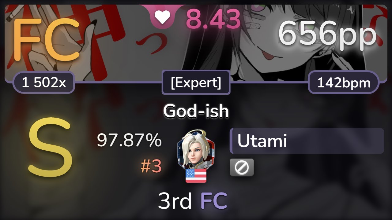 8.4⭐ Utami | Kotoha - God-ish [Expert] 97.87% FC #3 | 656pp - osu ...