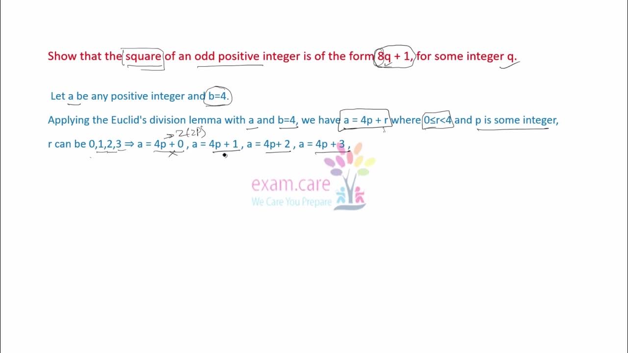 Show that the square of an odd positive integer is of the form 8q + 1,for some integer q. R D ...