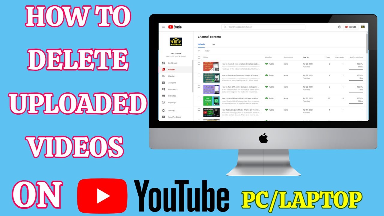 How to Delete YouTube Videos in PC/Laptop - Delete YouTube Videos (2021 ...