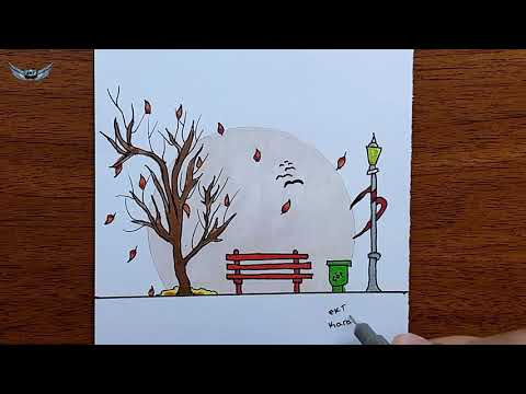 Sonbahar resmi nasıl çizilir - kolay sonbahar çizimi - kolay çizimler