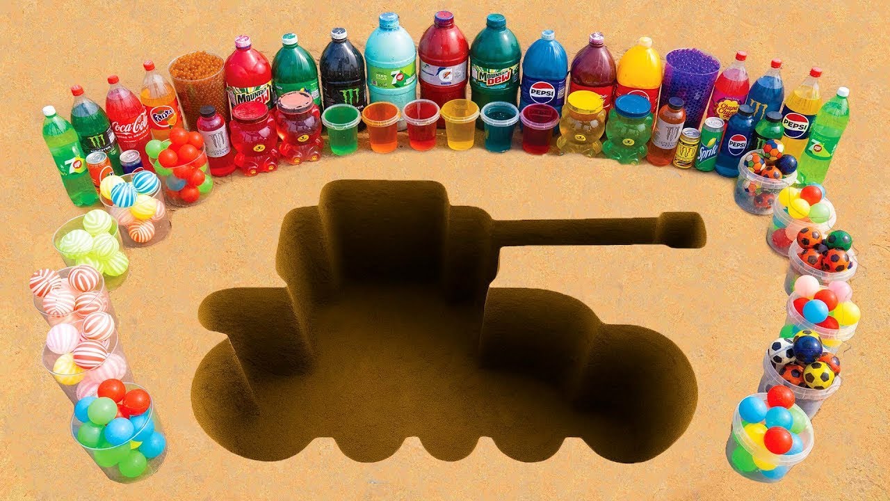Experiment Giant Battle Tank Soda Explosion Using Pepsi, Coke and Fanta ...