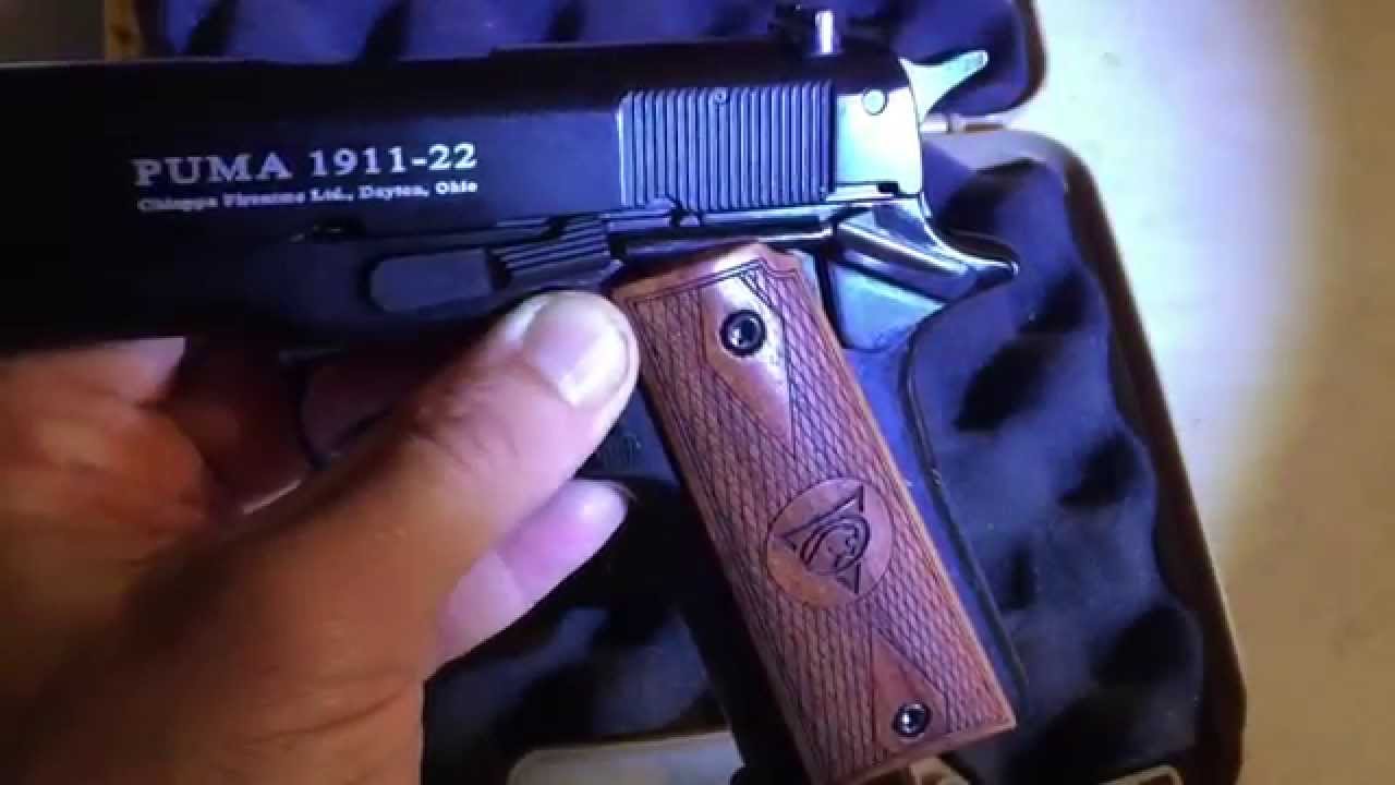1911 PUMA 22LR PISTOL WITH A REVIEW OF SOME BIOHAZARD GRIPS.. - YouTube