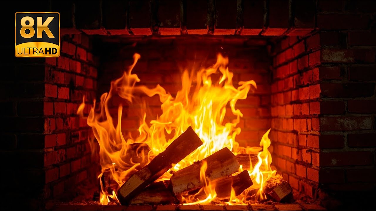 🔥 Fireplace video with Burning Logs & Fire Sounds. Christmas Fireplace ...