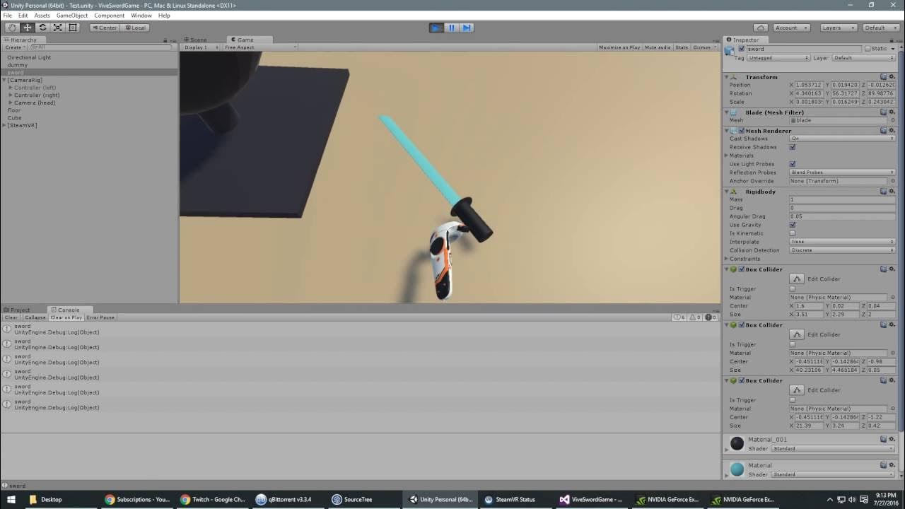 Sword Collision in Unity with Vive - YouTube