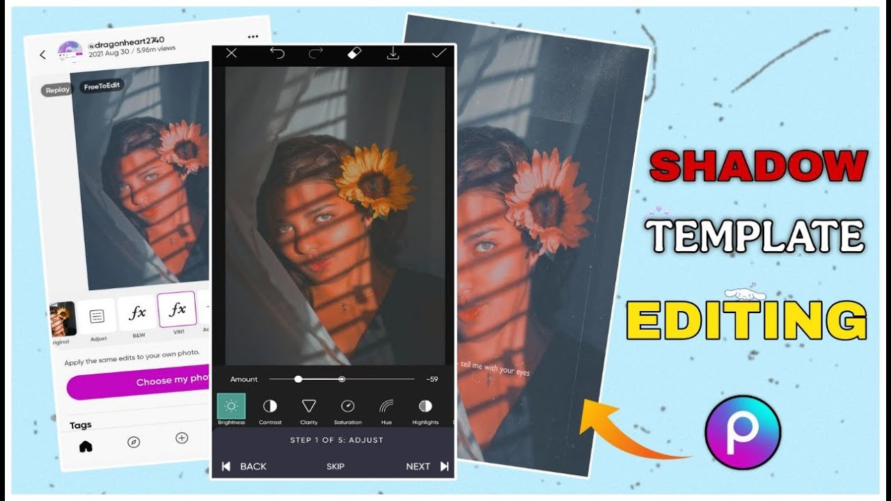 Picsart Shadow Template Part 1 - YouTube