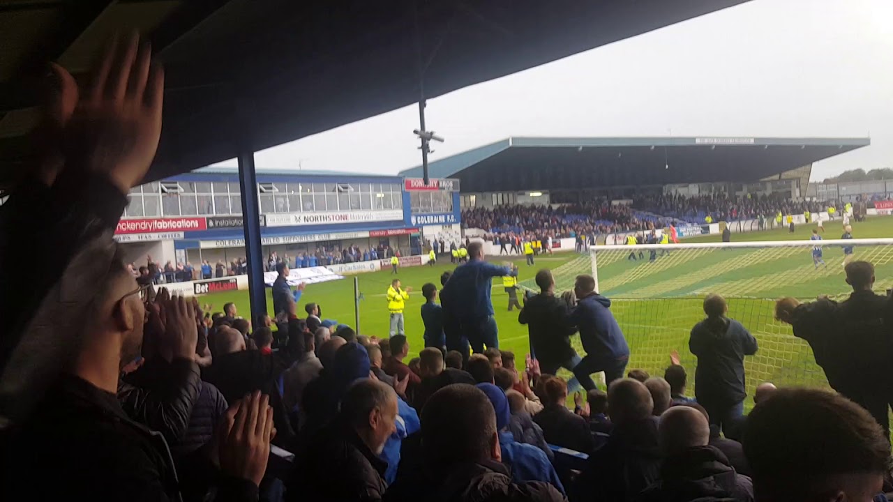 Coleraine fans after the full time whistle vs Linfield (H) 14/10/17 ...