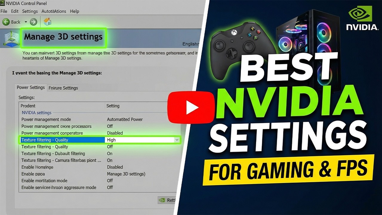Nvidia control panel best settings for gaming (NEW UPDATE) - YouTube