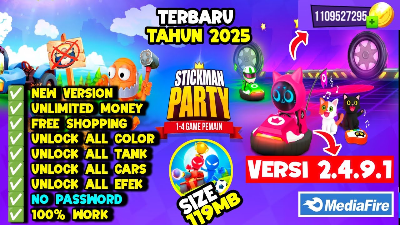 UPDATE STICKMAN PARTY MOD APK 2025 NEW VERSION 2.4.9.1 UNLIMITED MONEY ...