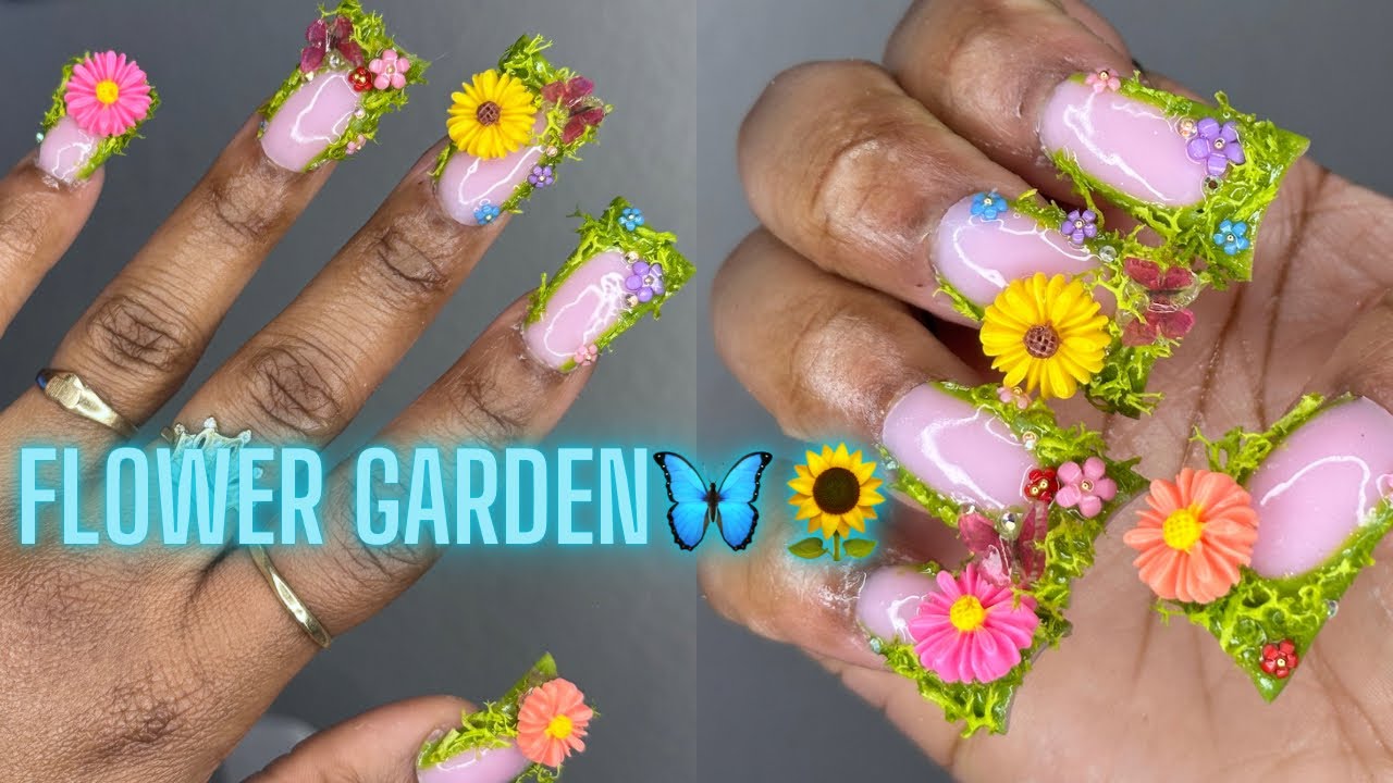 Duck Nails Series: Polygel |Flower Gargen Nail Art - YouTube