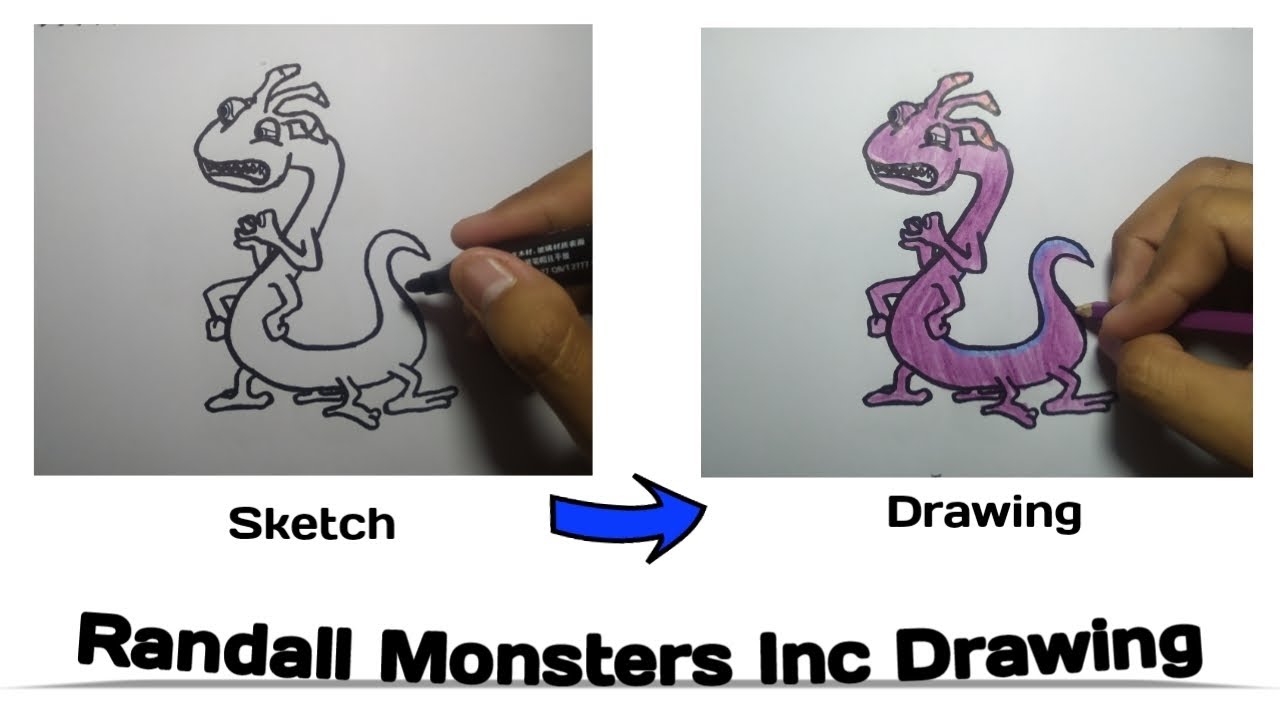 How to draw Randall Boggs from monsters Inc/tutorial gambar Randall ...