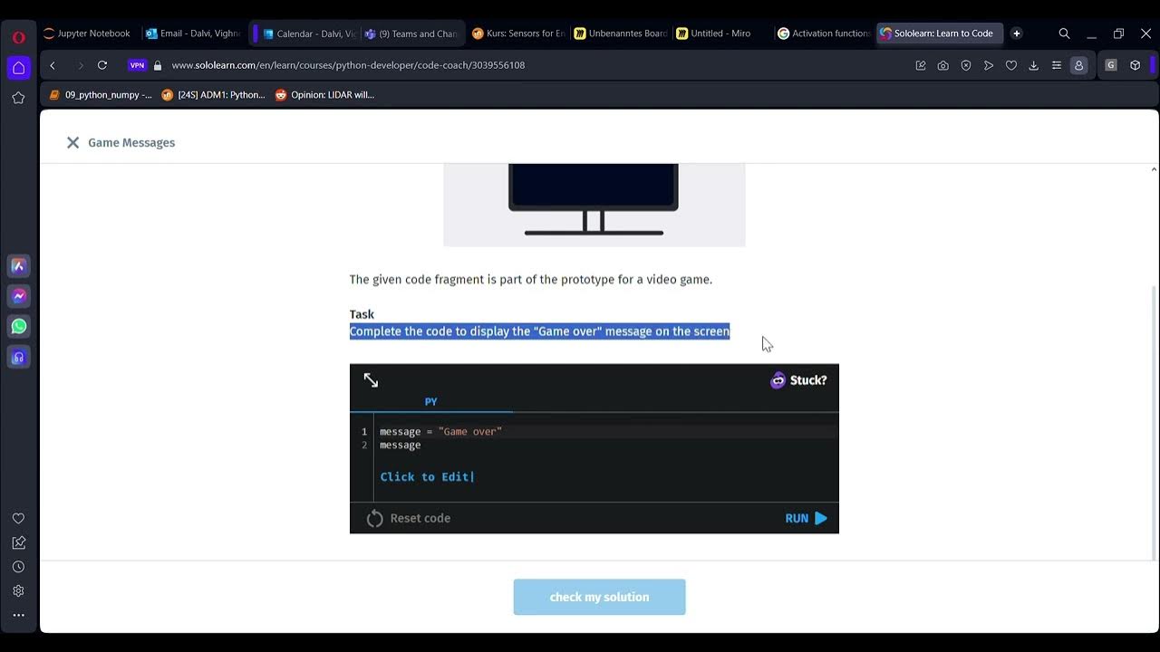 06 Game Messages | Python Developer | Sololearn - YouTube