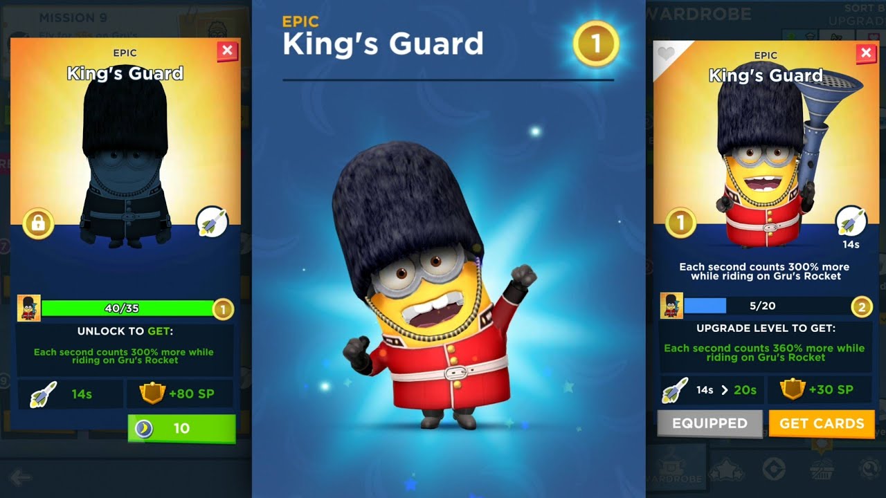 Minion Rush Kings's Guard Unlock epic costume - YouTube