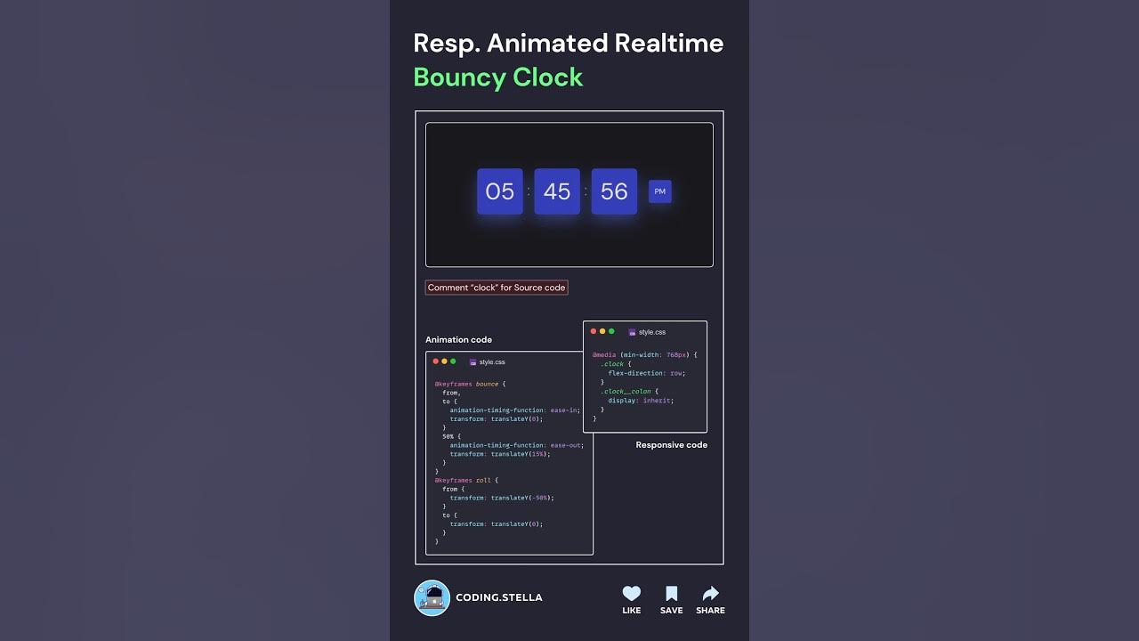 Responsive Animated Bonucy Clock 🤯 #cssanimation #javascript #html - YouTube