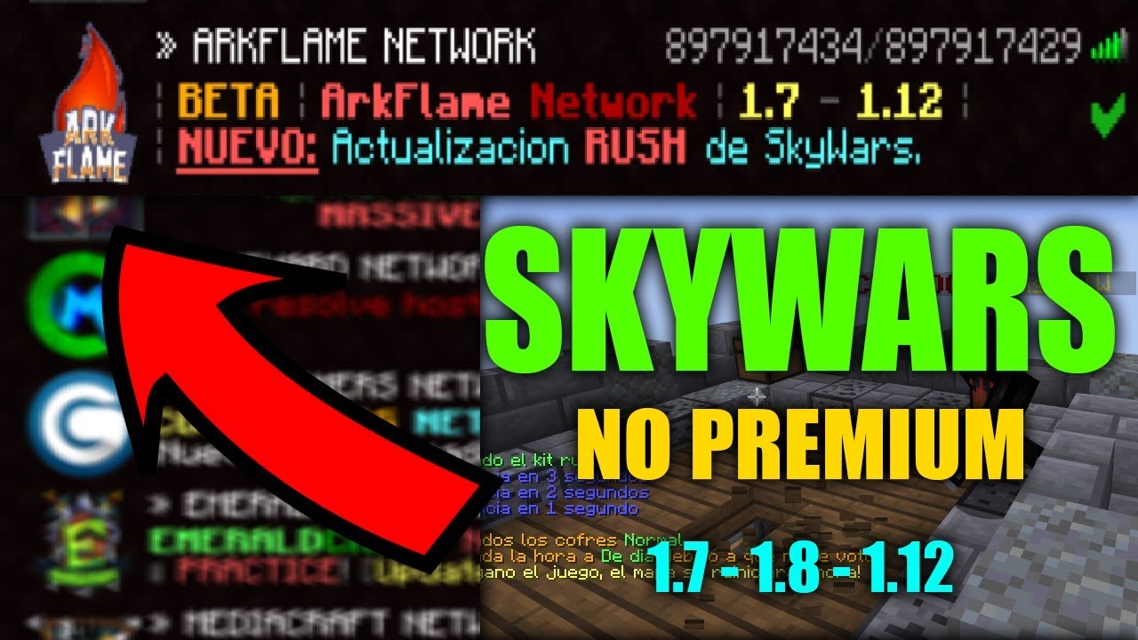 Servidor No Premium 1.8 Skywars Y Pvp | Arkflame Network | Directo - YouTube