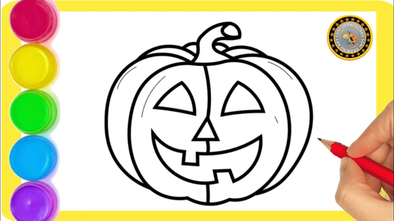 How to draw Halloween Pumpkin Drawing easy step by step || Halloween ...