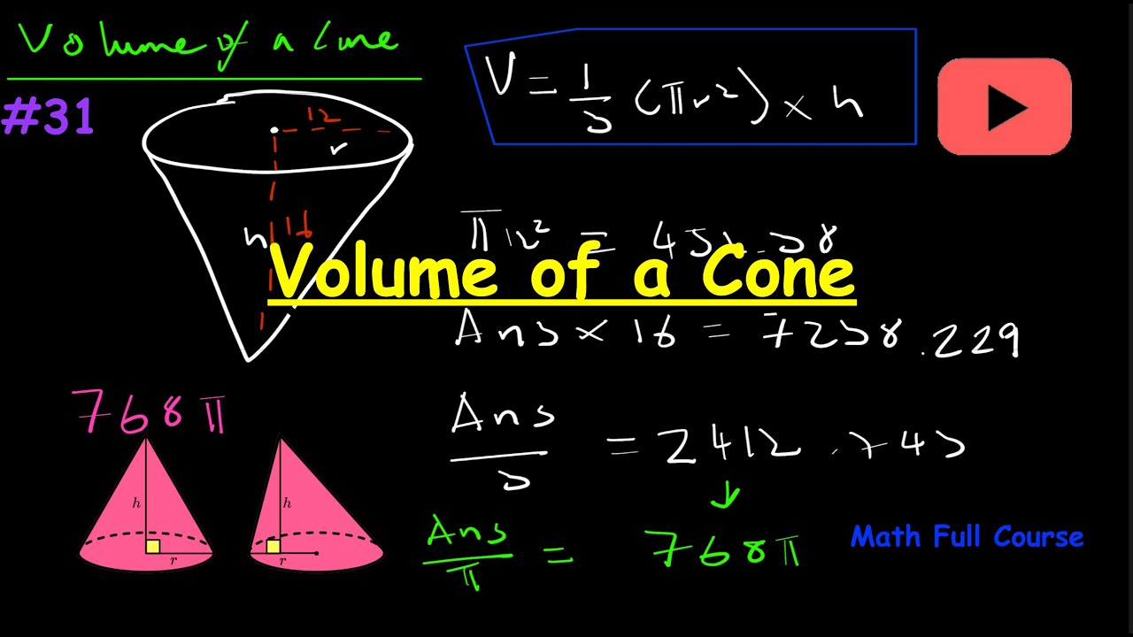 Volume of a Cone - Math Full Course @TheMathLab - YouTube