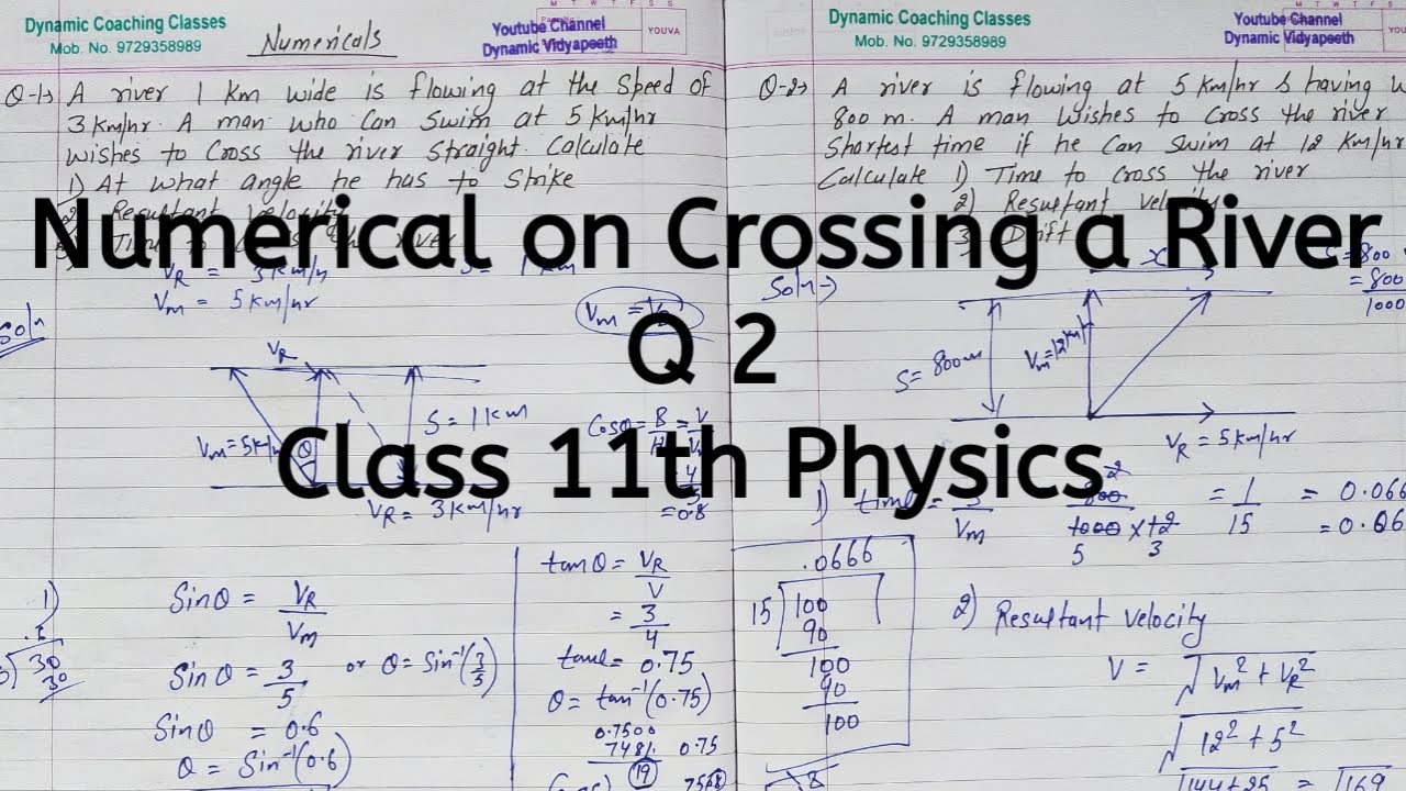 Numerical on Crossing a River Problem | Q 2 | Chapter 3 | Motion in a ...