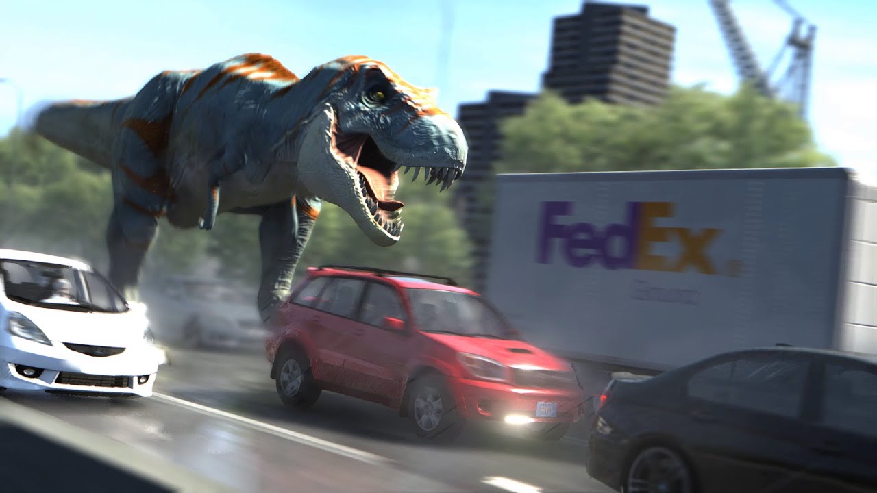 T-REX TERRORIZES TRAFFIC: 651hp Dino Running Late to Extinction🦖Assetto ...