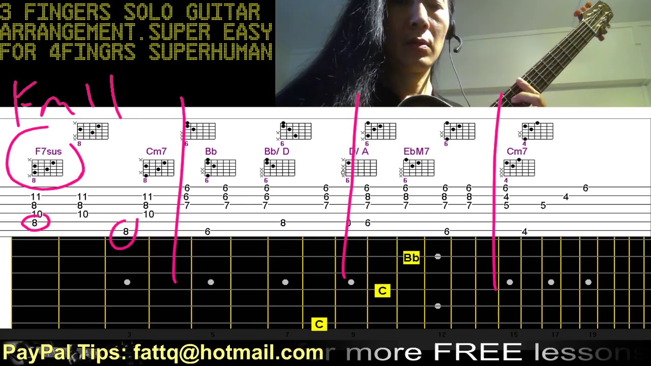 "One Note Samba" 3 Fingers Solo Fingerstyle Chord Melody Guitar Lesson ...