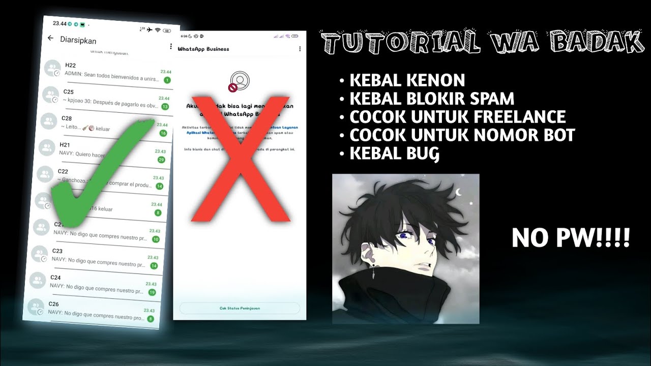 TUTORIAL WA JADI BADAK•KEBAL KENON•KEBAL BLOKIR SPAM DIJAMIN WORK 100% ...