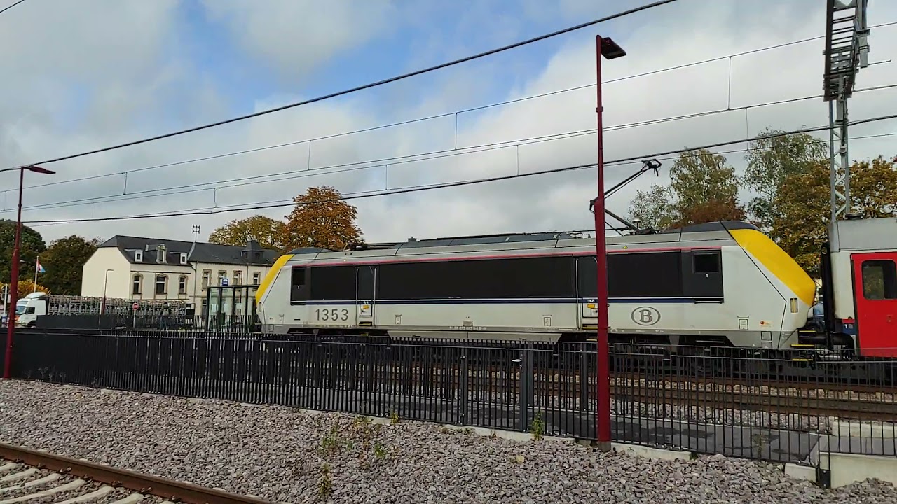 SNCB 1353 with IC train from Brussels to Luxembourg - YouTube