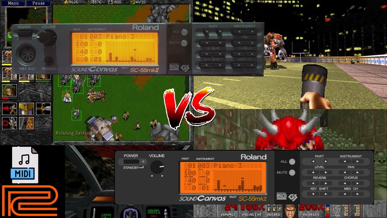 Nuked-SC55 Emulator compared to Roland SC-55mkII - YouTube