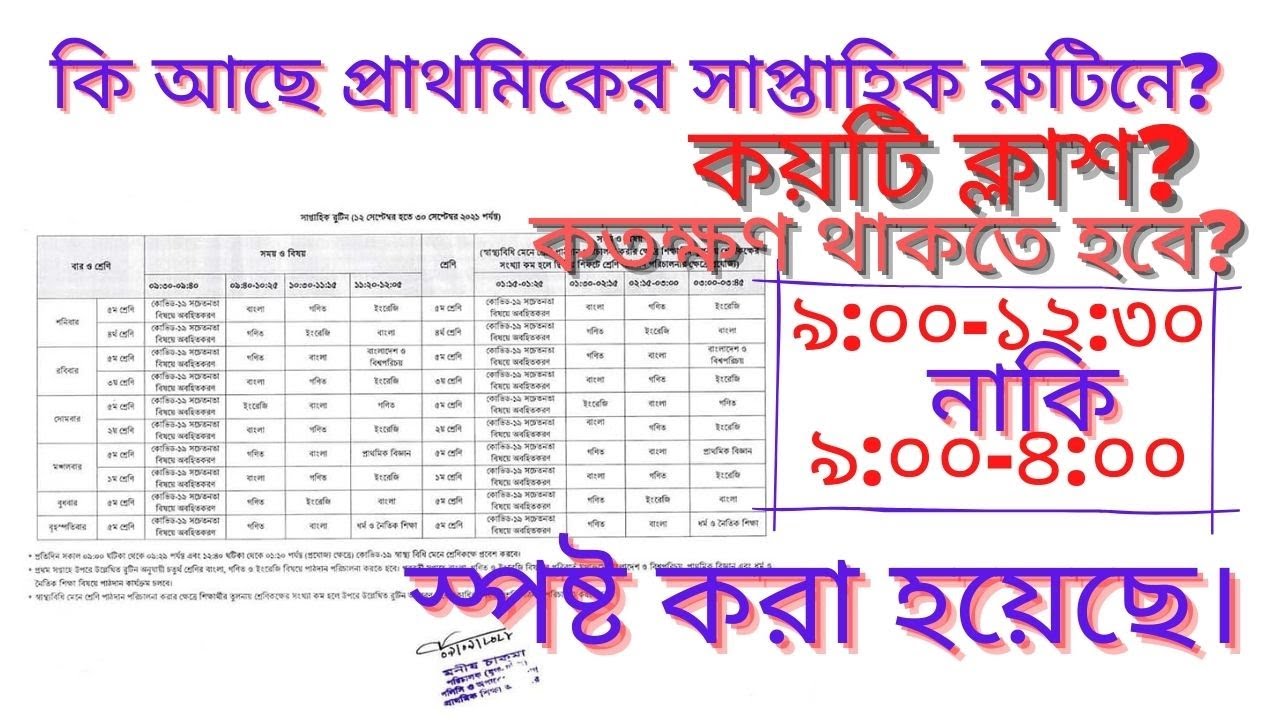 Primary Class Routine 2021 Primary Class Routine 2021