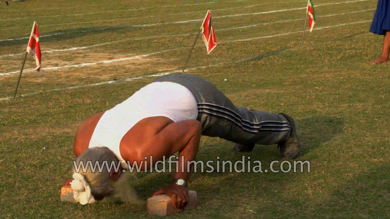 70 year old Indian does 100 push-ups on bricks : slow motion - YouTube