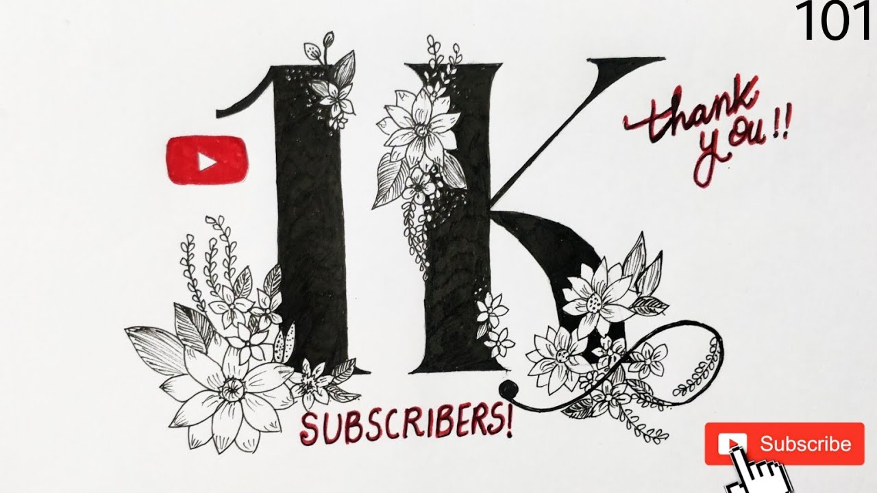 1k subscriber completed | how to draw 1000 subscriber | 1000 subscriber ...