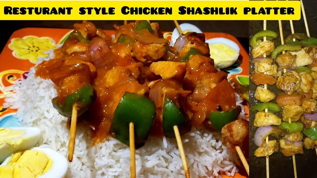 Chicken Shashlik Platter with Gravy|Resturant style Chicken Shashlik ...