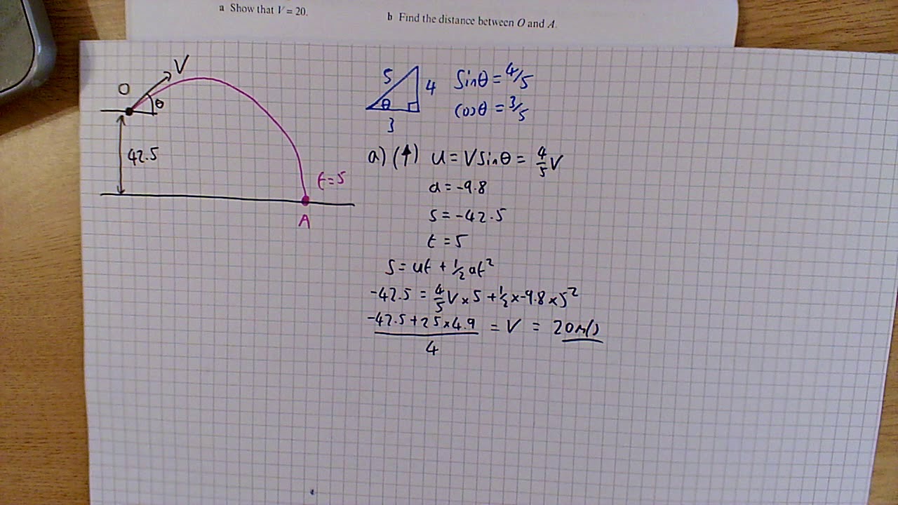 Year 2 Mechanics - 6.3 Projectiles - Example 7 - YouTube