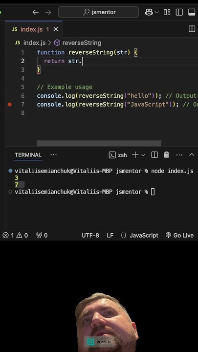 Reverse a String #algorithm #javascript #job - YouTube