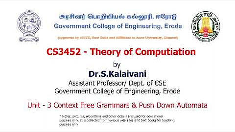 TOC | Unit-3 | Context Free Grammars & Push Down Automata - YouTube