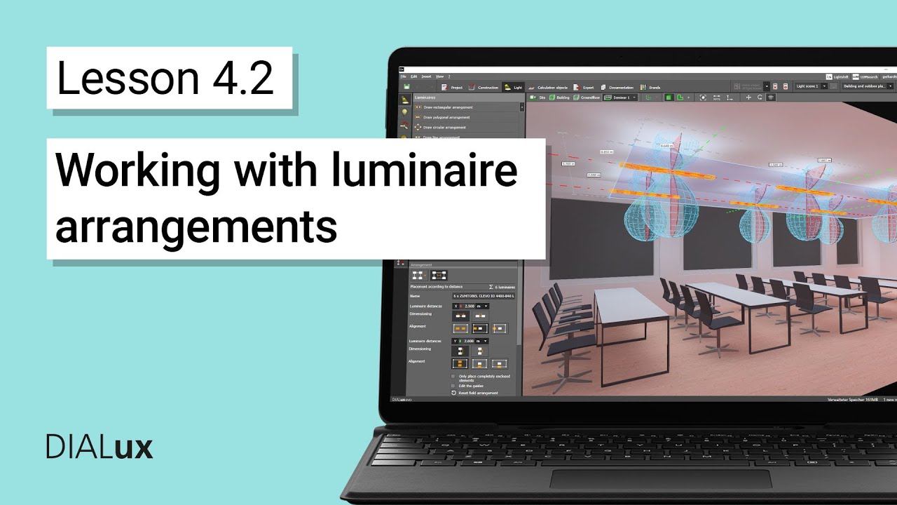 4.2 How to work with luminaire arrangements in DIALux evo - YouTube